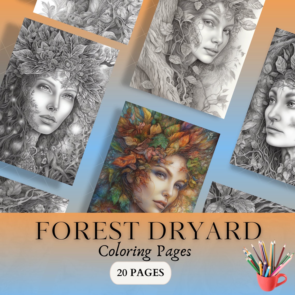 20 Forest Dryard Coloring Pages, Fantasy, Climber, Wild Face, Enchanted ...