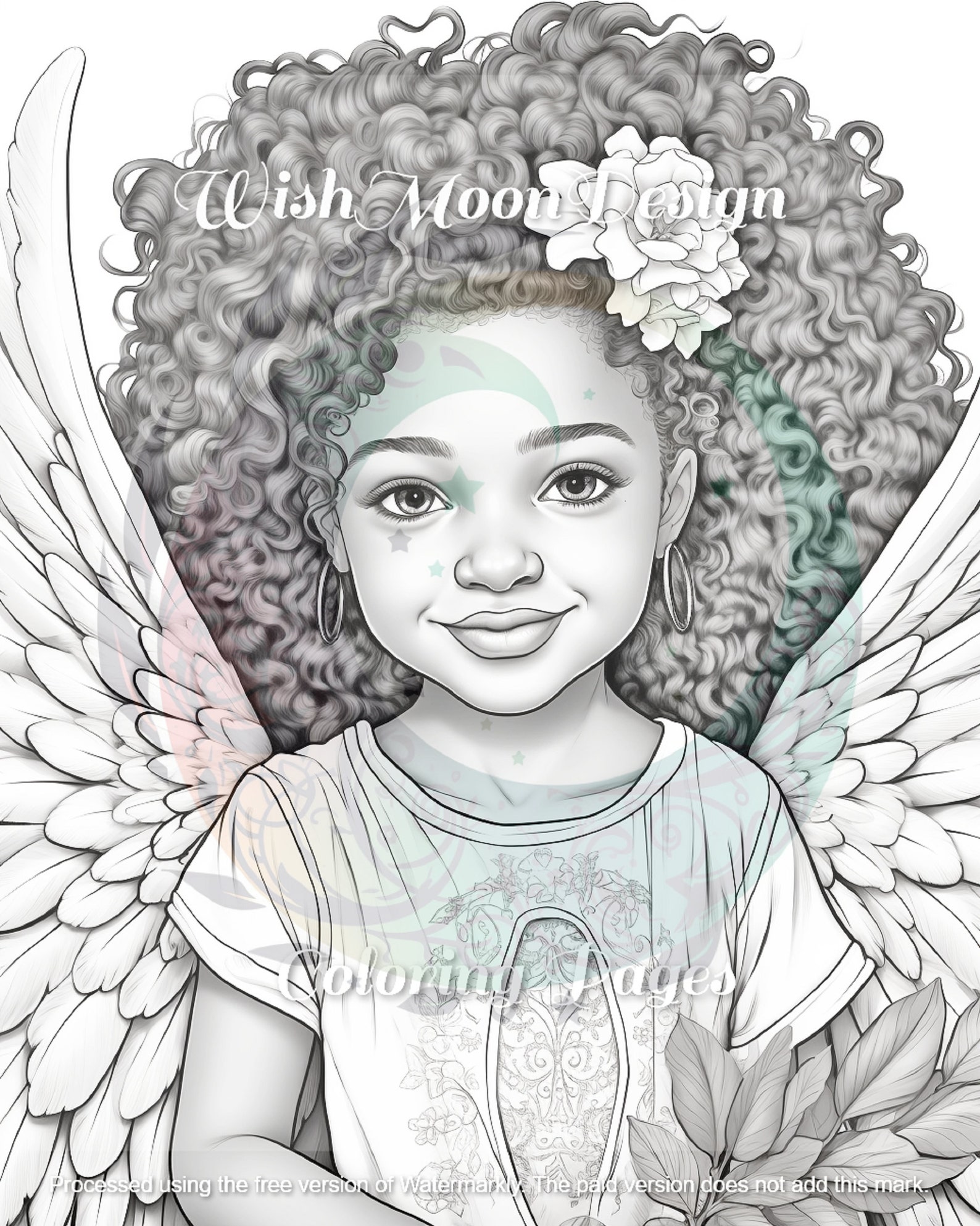 30 Black Angles Coloring Pages, Afrocentric, Celestial, Fantasy, Fairy ...