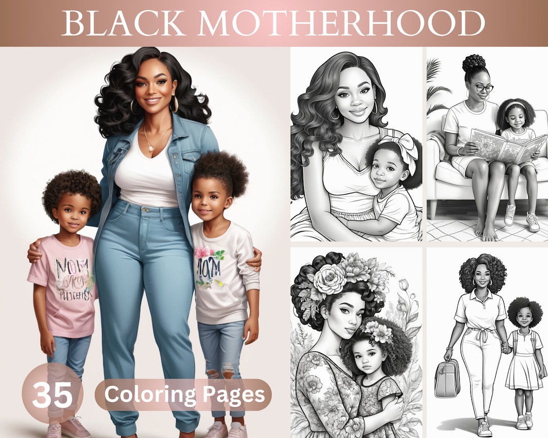 35 Black Motherhood Coloring Book for Adults and Kids, African American ...