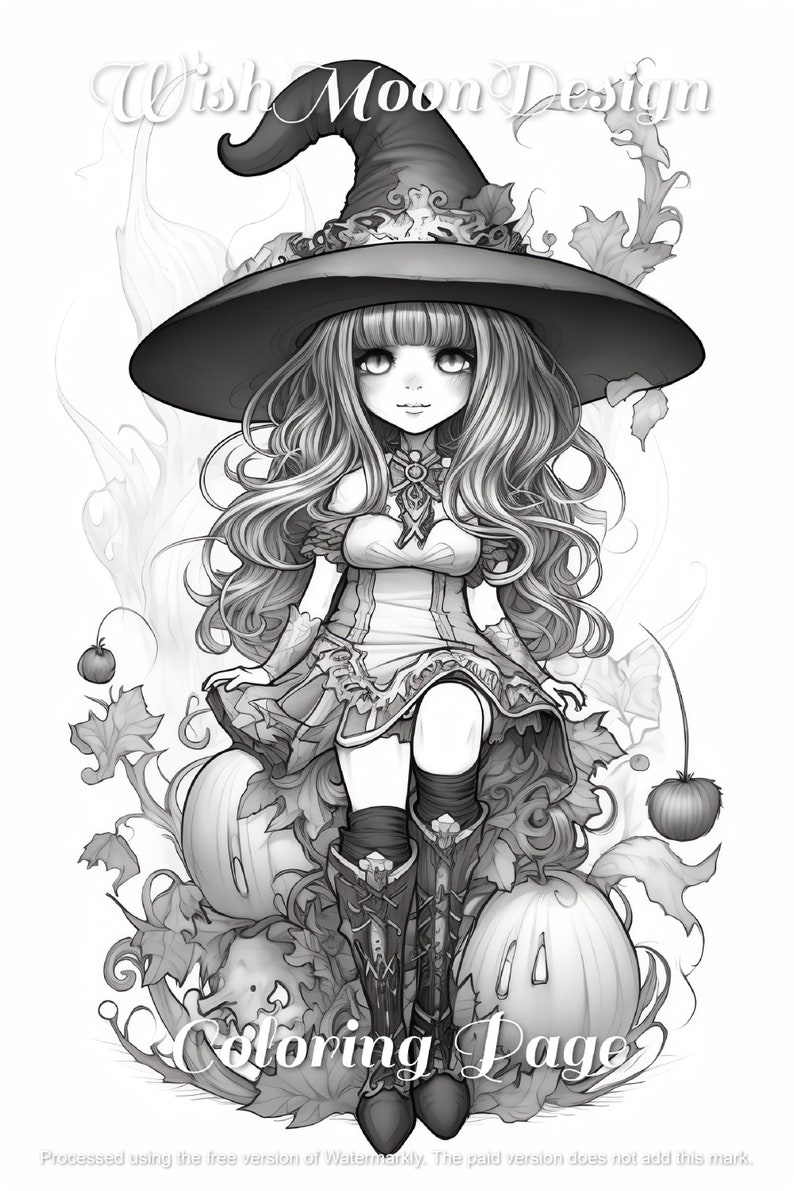 20 Chibi Witch Coloring Pages, Witches Hat, Spooky, Fantasy, Halloween ...