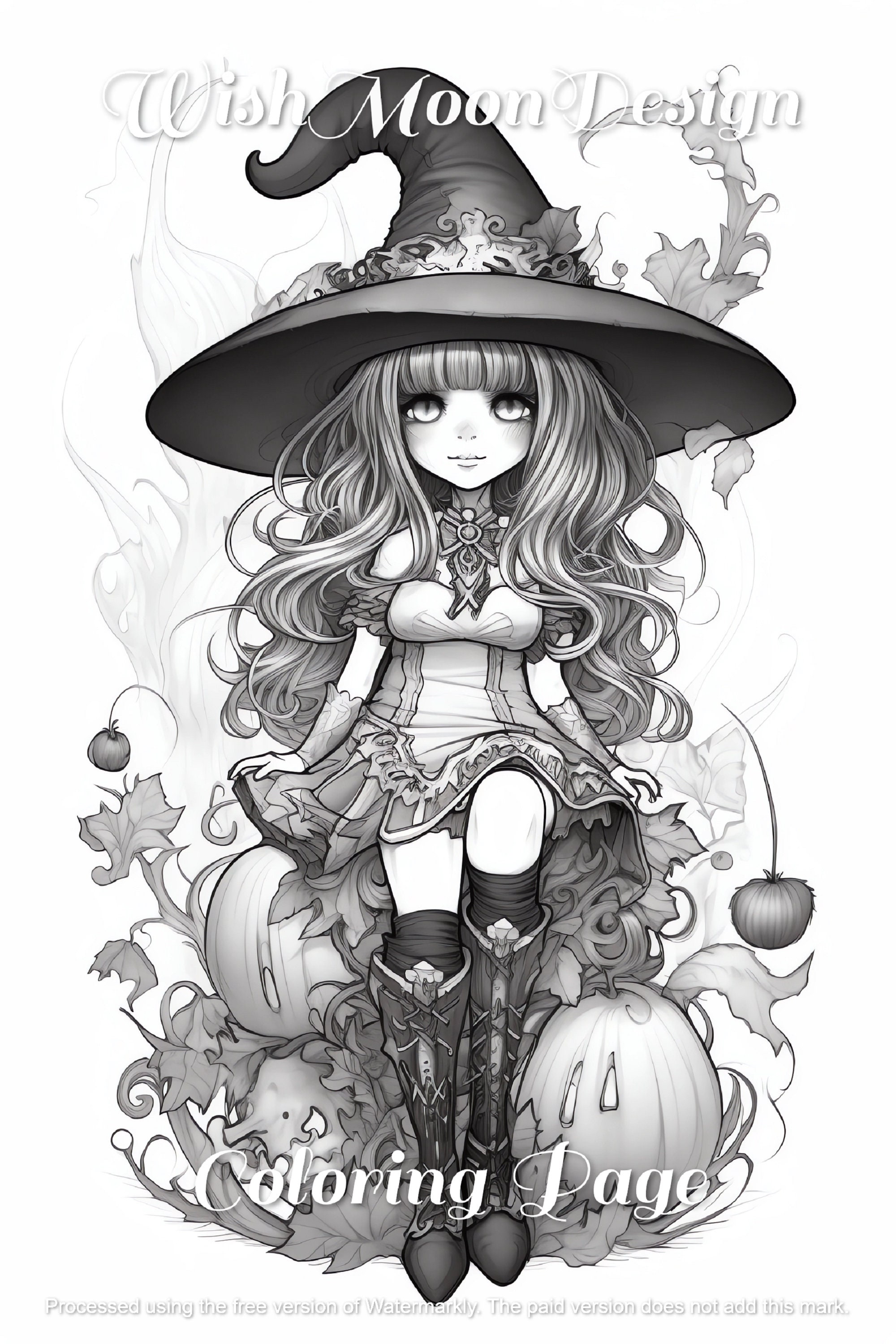 20 Chibi Witch Coloring Pages, Witches Hat, Spooky, Fantasy, Halloween ...