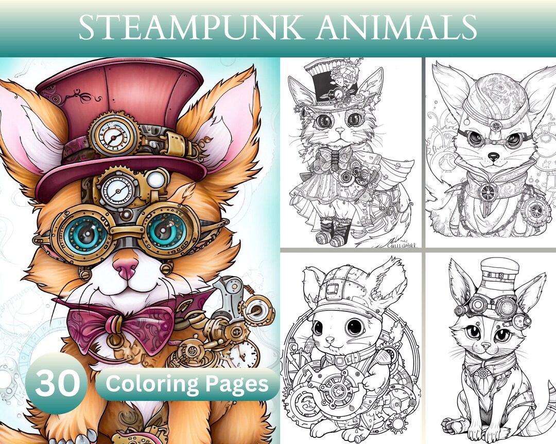 30 Steampunk Baby Animals Coloring Pages, Artwork, Fantasy, Kawaii ...