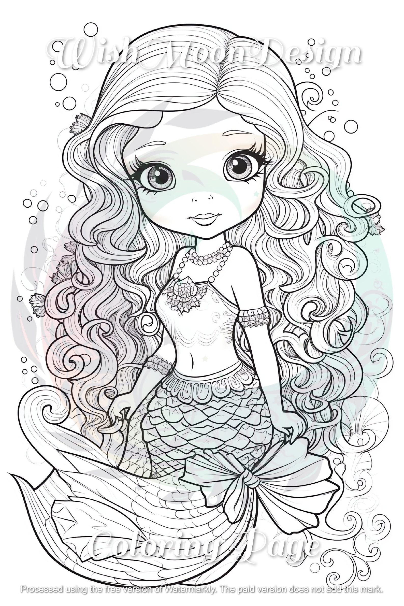 20 Chibi Mermaids Coloring Book, Fantasy, Ocean, Sea Creatures ...