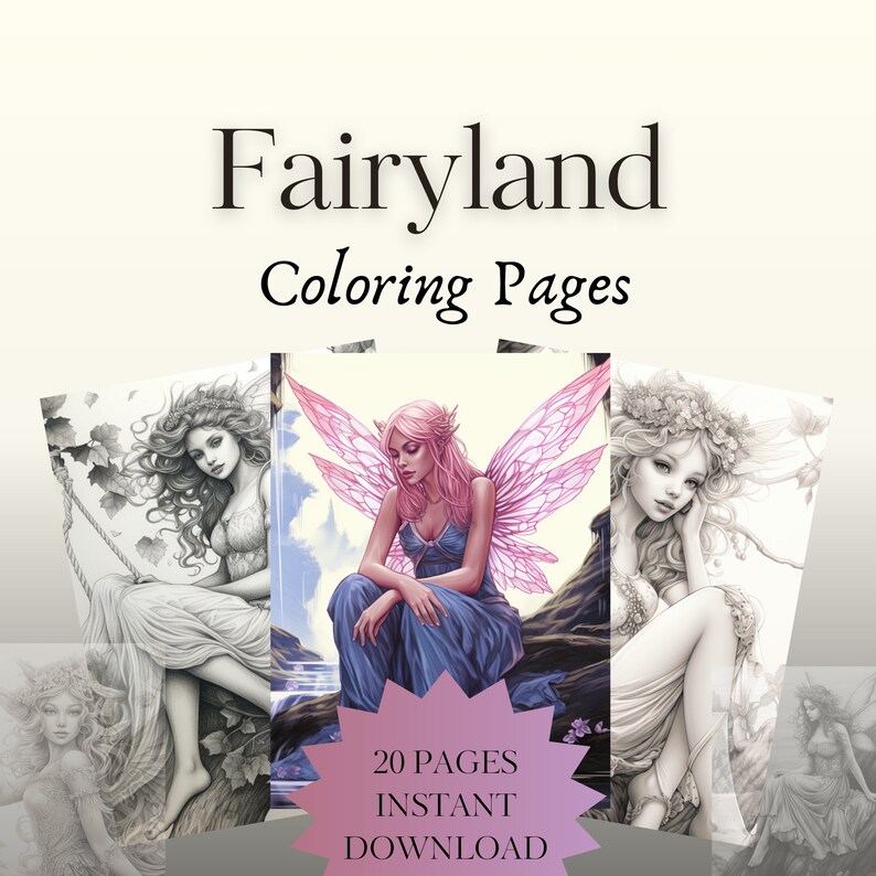 Fairyland Coloring Book 20 Pages, Enchanted Forest, Fantasy, Magical ...