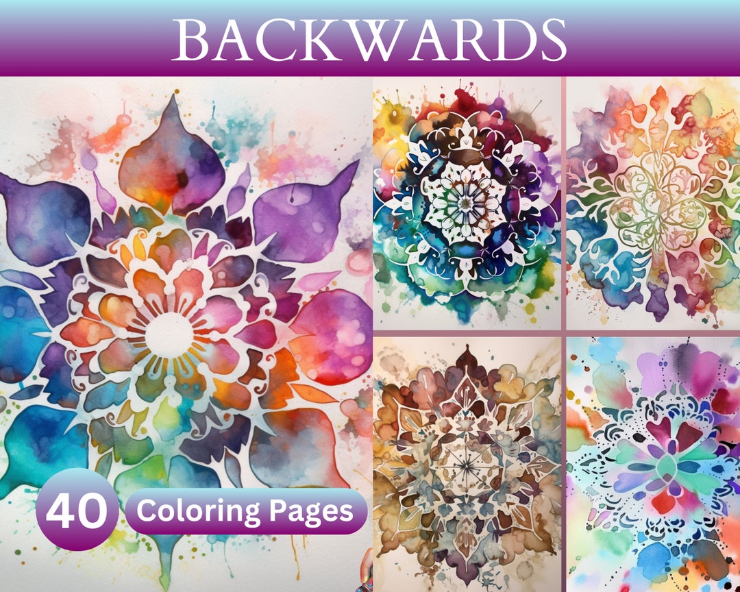 Backwards Coloring Book - 40 Printable PDF Pages, Digital Download ...