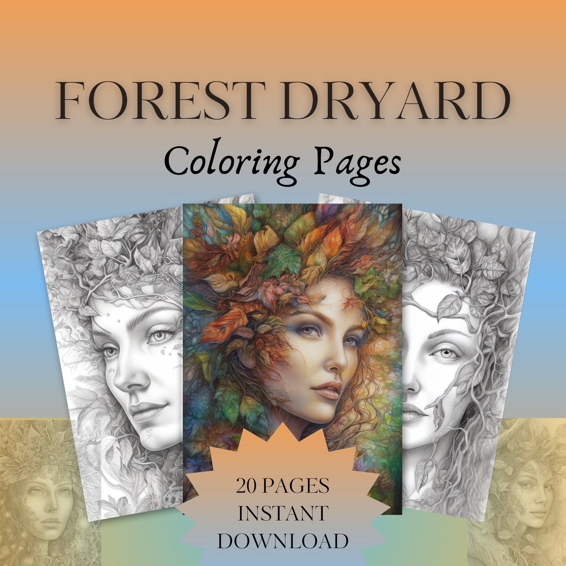 20 Forest Dryard Coloring Pages, Fantasy, Climber, Wild Face, Enchanted ...