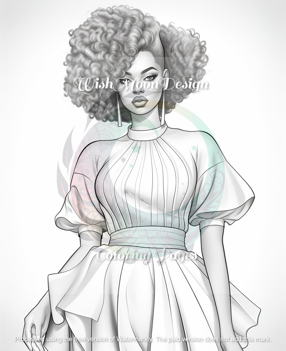 25 Black Women Fashion Coloring Pages, African American Fashion, Black ...