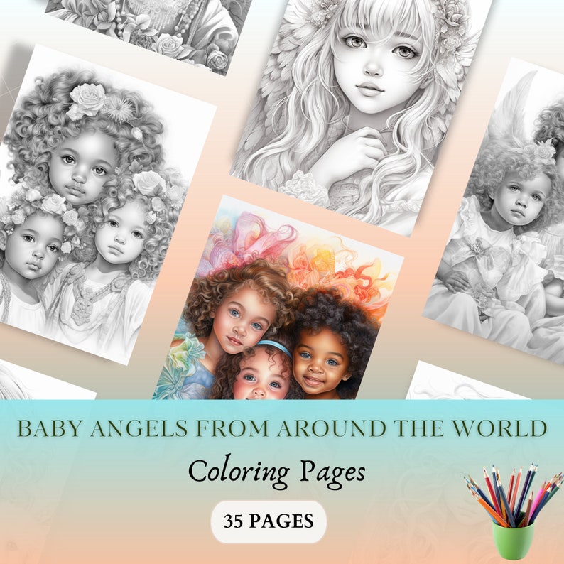 35 Baby Angels From Around the World Coloring Pages, Adorable, Fantasy ...