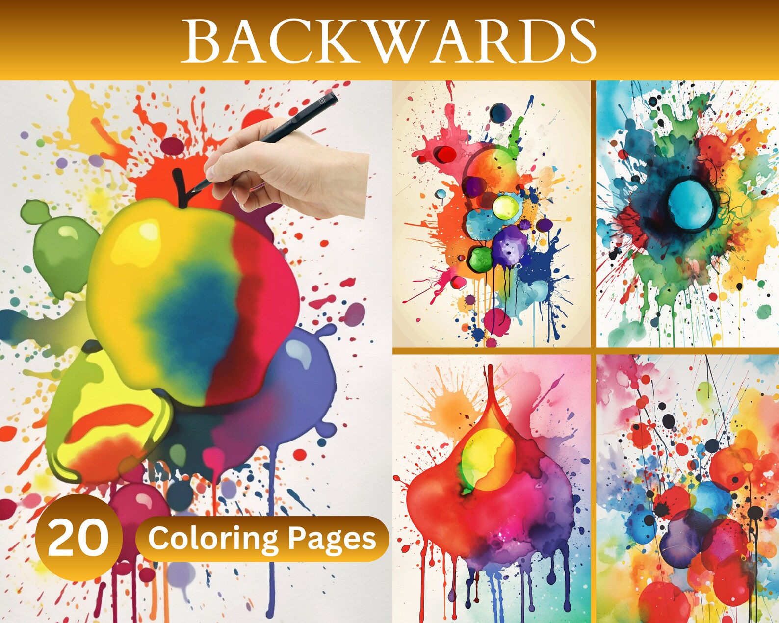 20 Backwards Coloring Pages, Reverse Coloring, Watercolors, Pastel ...