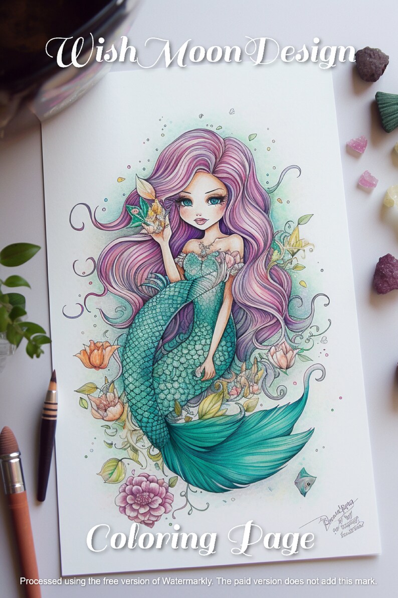 20 Chibi Mermaids Coloring Book, Fantasy, Ocean, Sea Creatures ...