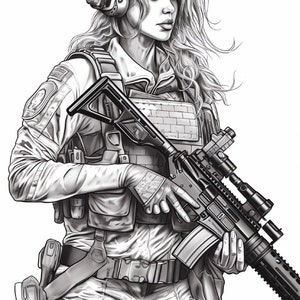 Instant Download - 25 Women in Combat Military Coloring Pages, Strong ...