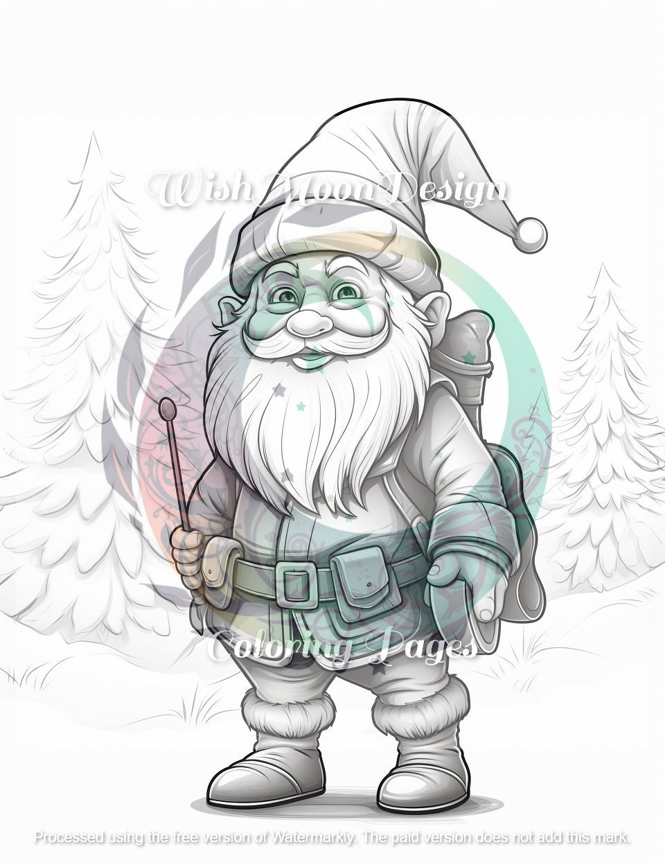 20 Christmas Gnomes Coloring Book, Xmas Noel Gnome Coloring Pages ...