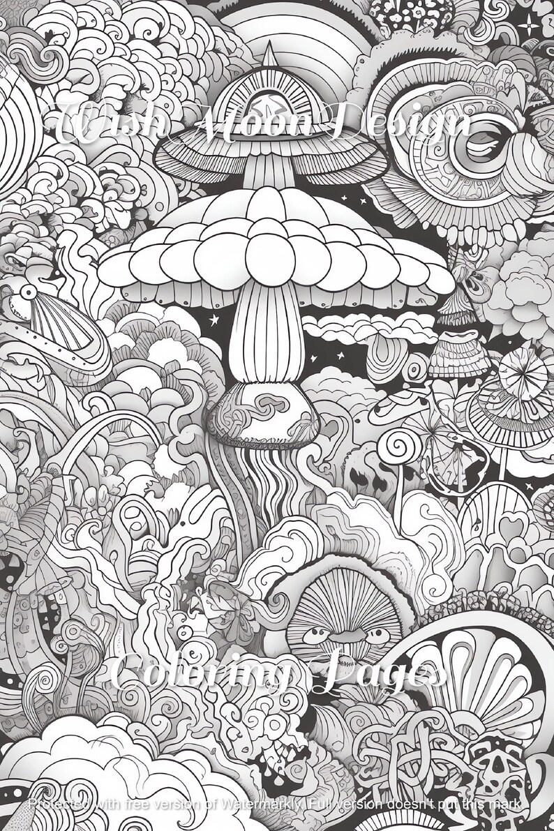 30 Psychedelic Retro Coloring Book, 1970s Stoner Hippie, Groovy ...