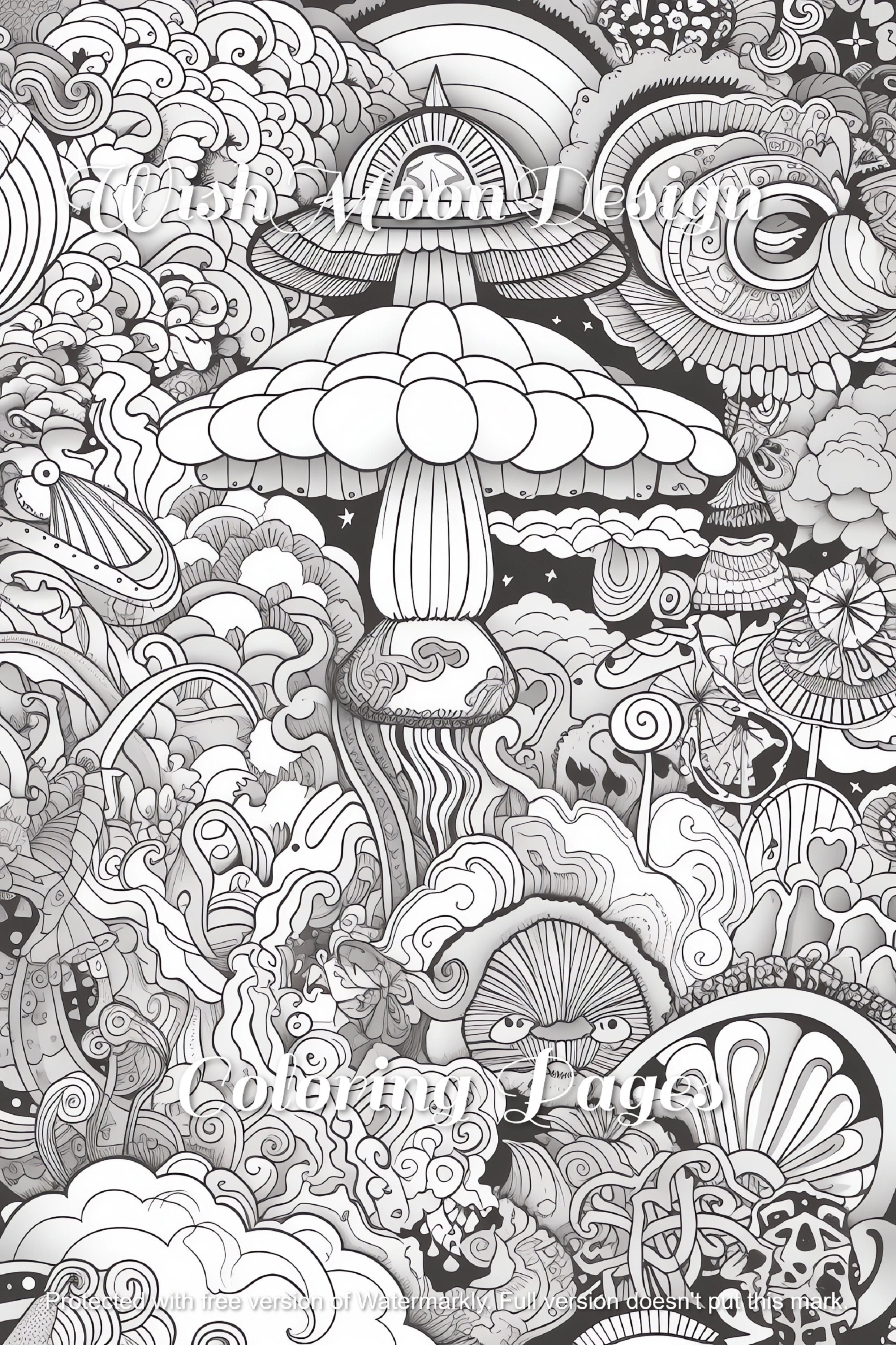 30 Psychedelic Retro Coloring Book, 1970s Stoner Hippie, Groovy ...