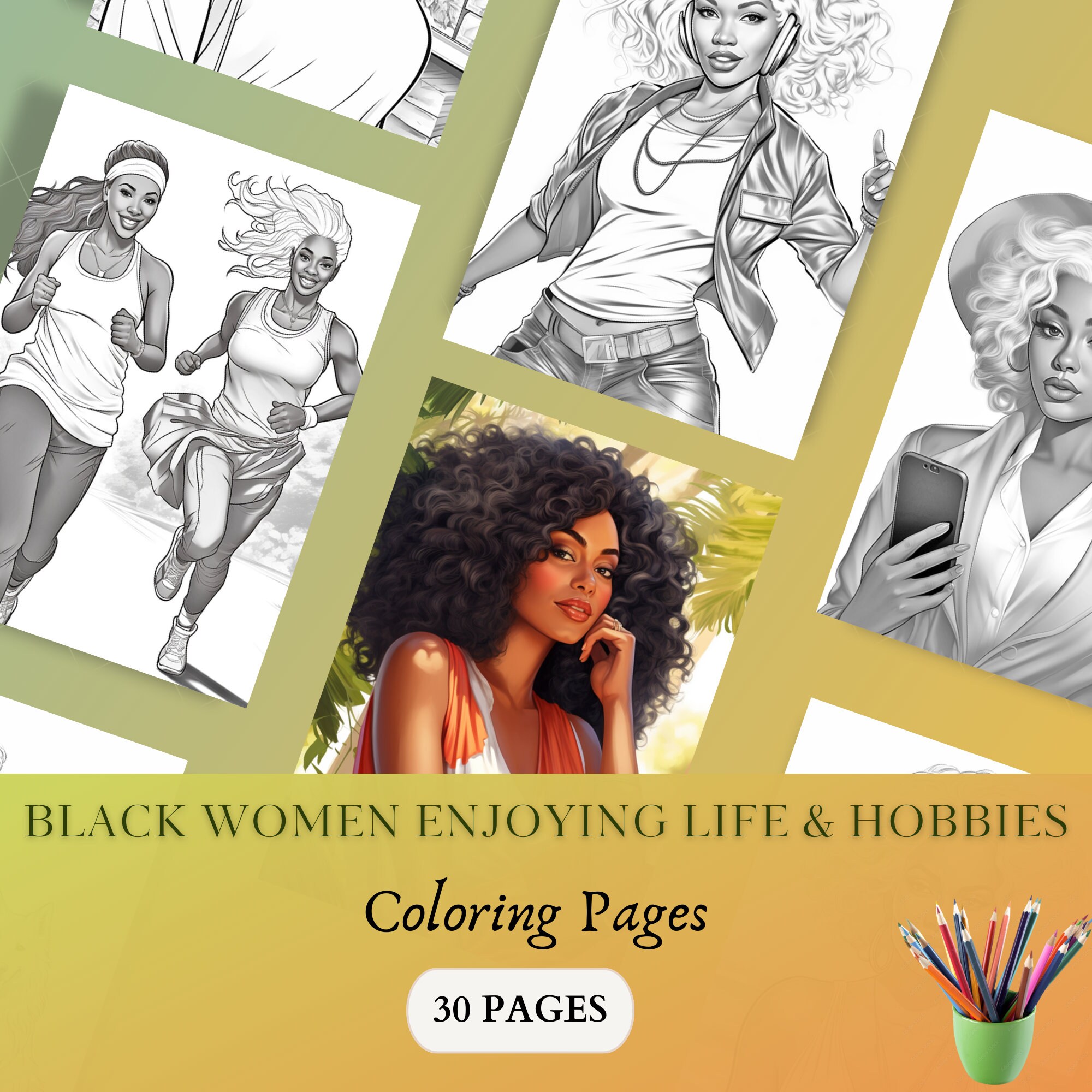 30 My Life - Black Women Coloring Book, African American, Enjoying Life ...