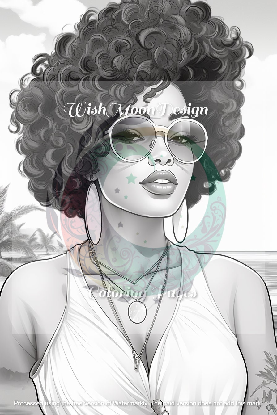Summer Fashion Coloring Book, Black Women Coloring Pages, Shades of ...