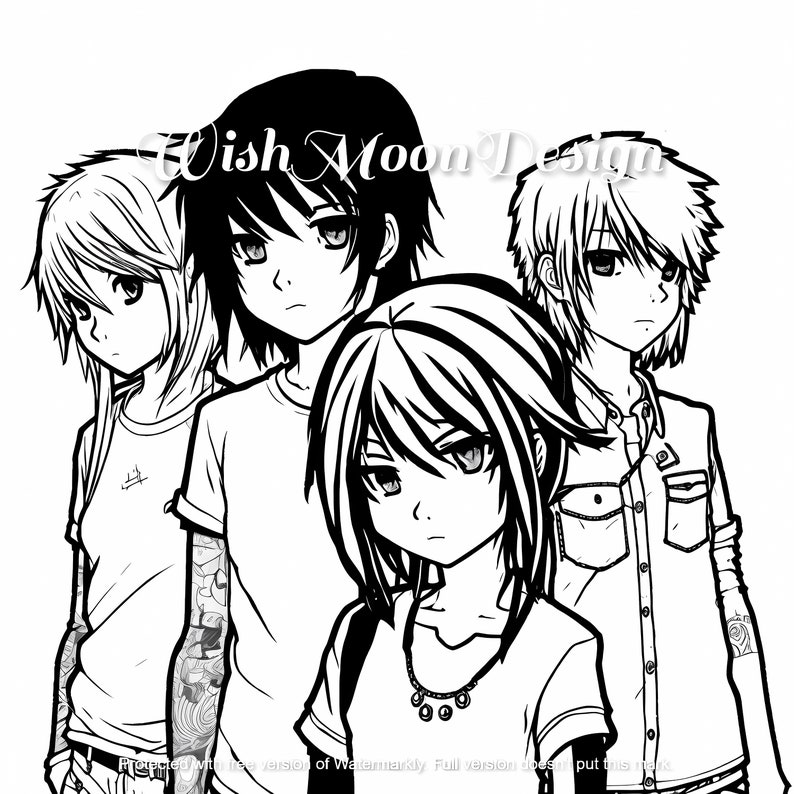 25 Emo Style Meets Art Therapy Coloring Book, Emotional Expression ...