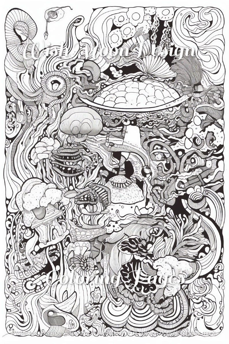 30 Psychedelic Retro Coloring Book, 1970s Stoner Hippie, Groovy ...