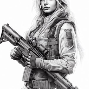 Instant Download - 25 Women in Combat Military Coloring Pages, Strong ...