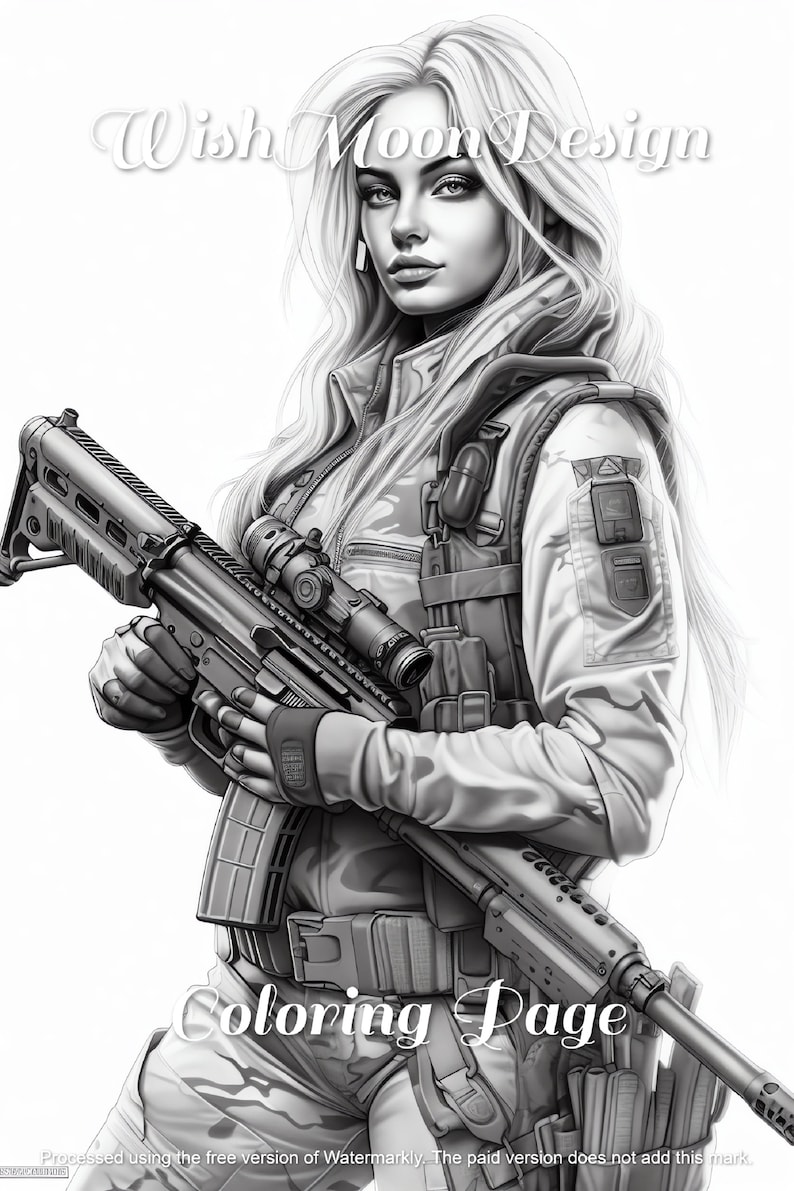 Instant Download - 25 Women in Combat Military Coloring Pages, Strong ...