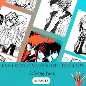 25 Emo Style Meets Art Therapy Coloring Book, Emotional Expression ...