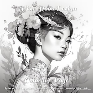35 Asian Women Coloring Pages, Asian Girls, Florals, Fashion, Artistic ...