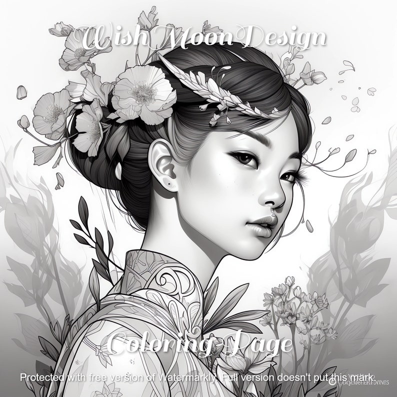 35 Asian Women Coloring Pages Asian Girls Florals Fashion - Etsy