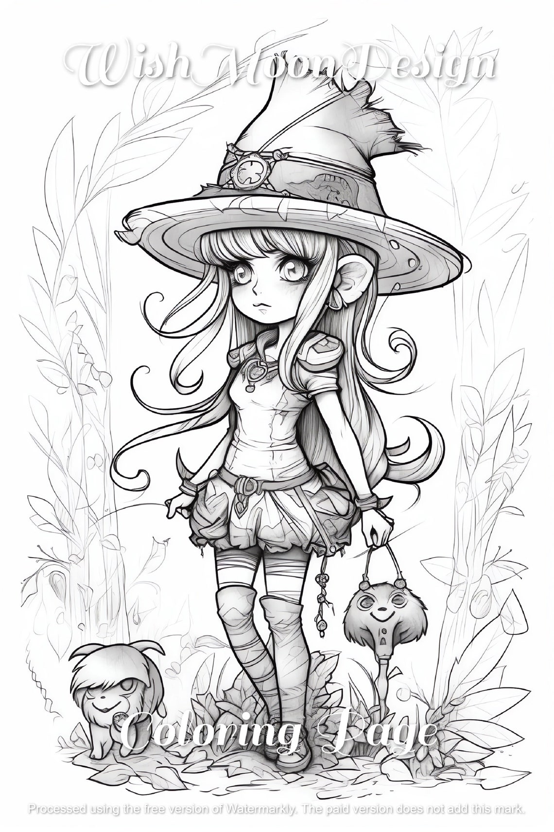 20 Chibi Witch Coloring Pages Witches Hat Spooky Fantasy - Etsy