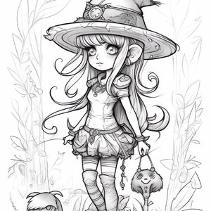 20 Chibi Witch Coloring Pages, Witches Hat, Spooky, Fantasy, Halloween ...