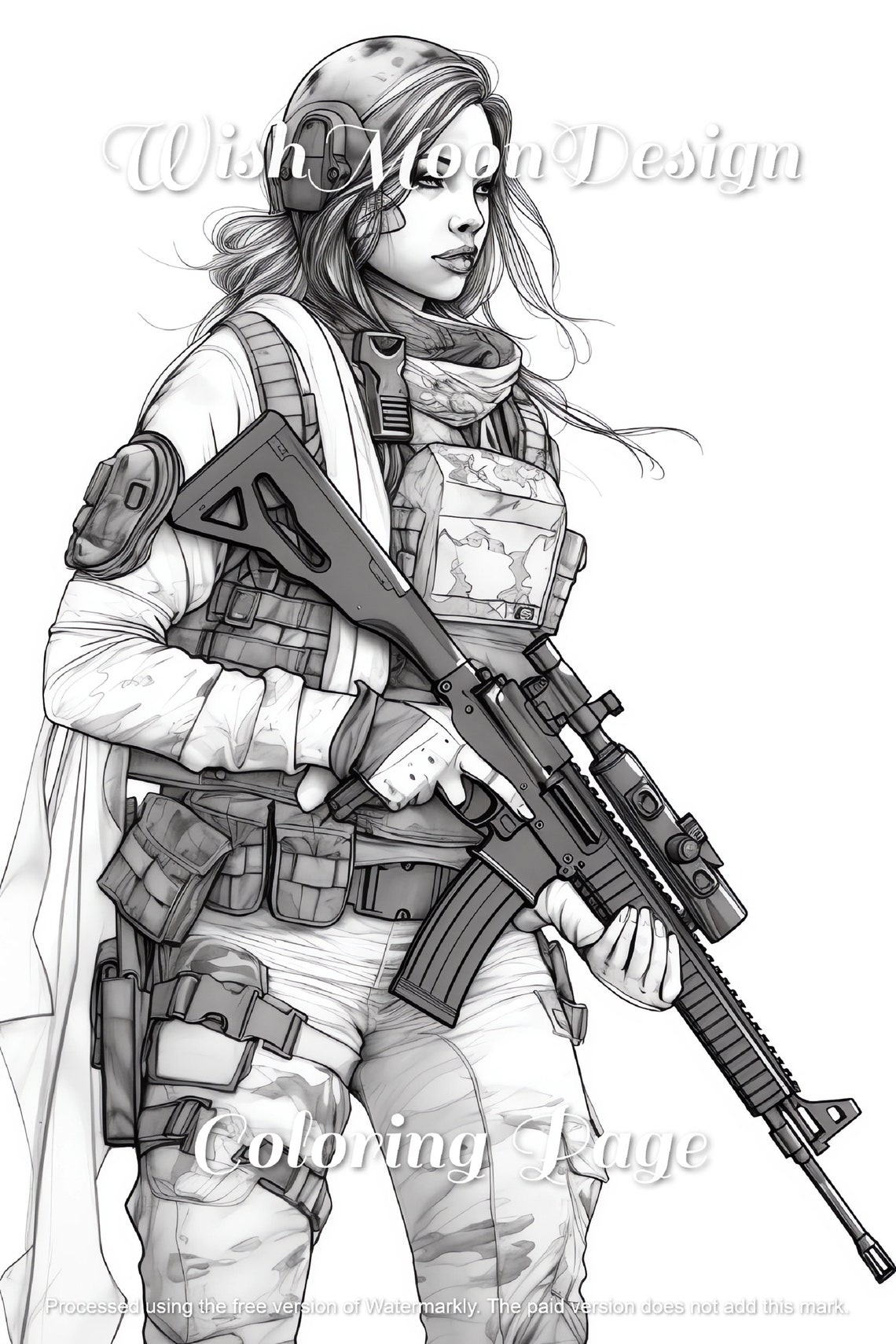 Instant Download - 25 Women in Combat Military Coloring Pages, Strong ...