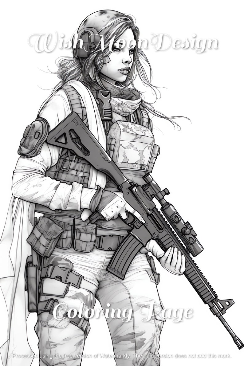 Instant Download - 25 Women in Combat Military Coloring Pages, Strong ...