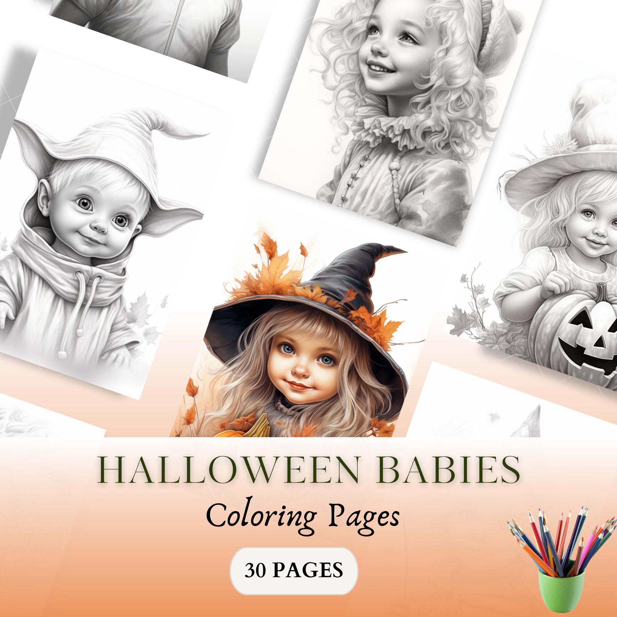 30 Halloween Babies Coloring Pages, Cute, Spooky, Witches Hat, Pumpkins ...