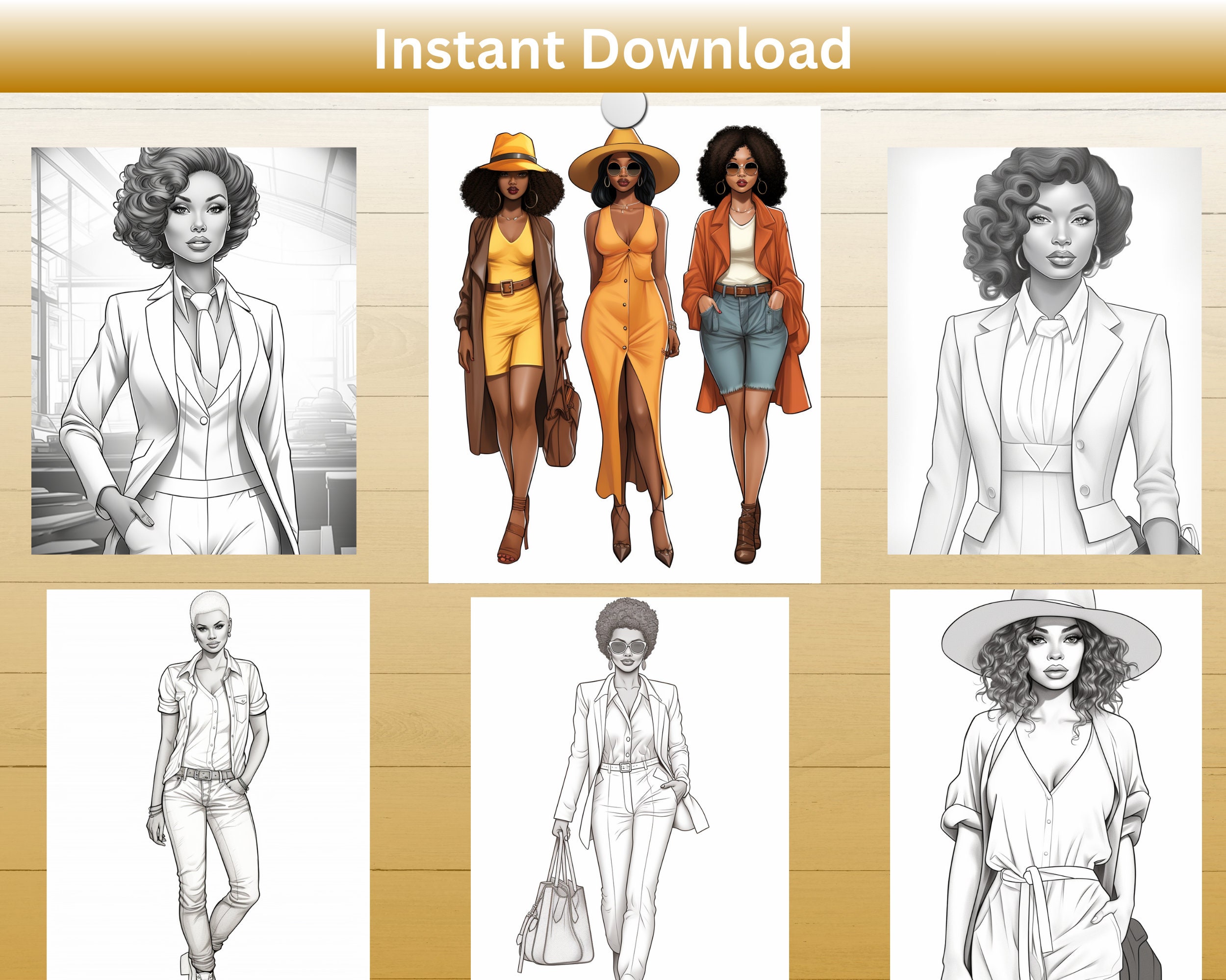 25 Black Women Fashion Coloring Pages, African American Fashion, Black ...