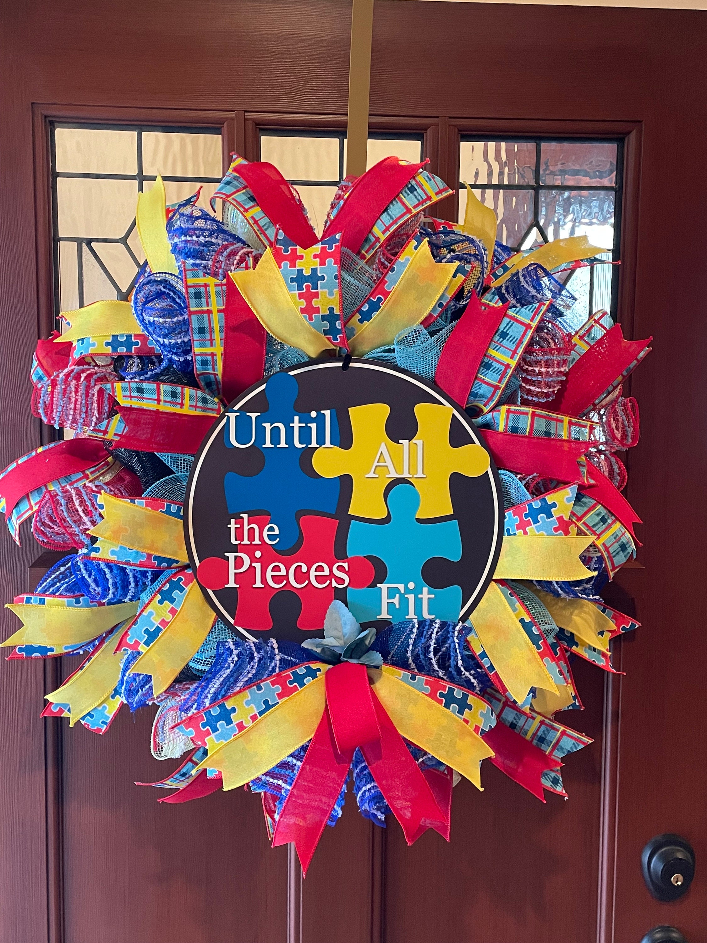 Autism Wreath, Autism Awareness Wreath, Autism Front Door Wreath ...