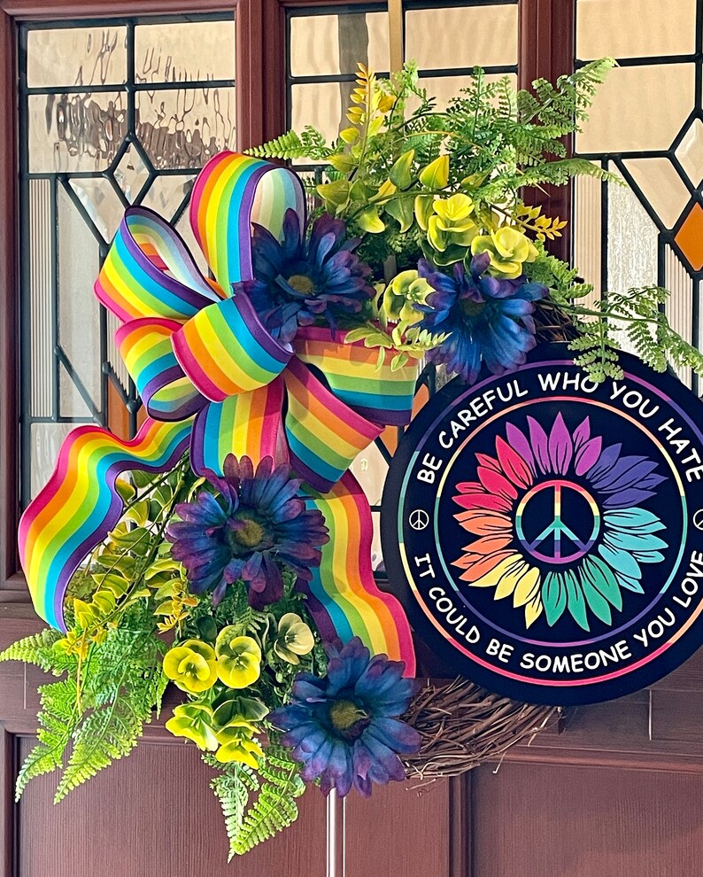 Pride Wreath, LGBTQ+ Wreath,rainbow Wreath, Gay Pride Wreath, Everyday ...