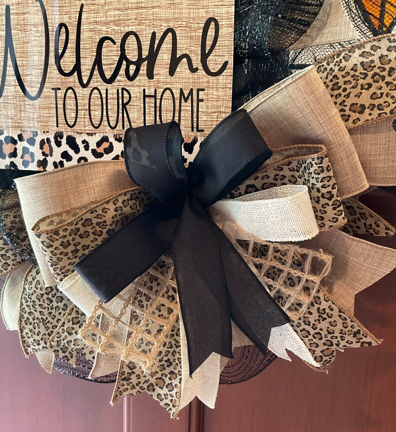 Leopard Print Front Door Wreath, Leopard Print Welcome Wreath, Animal ...
