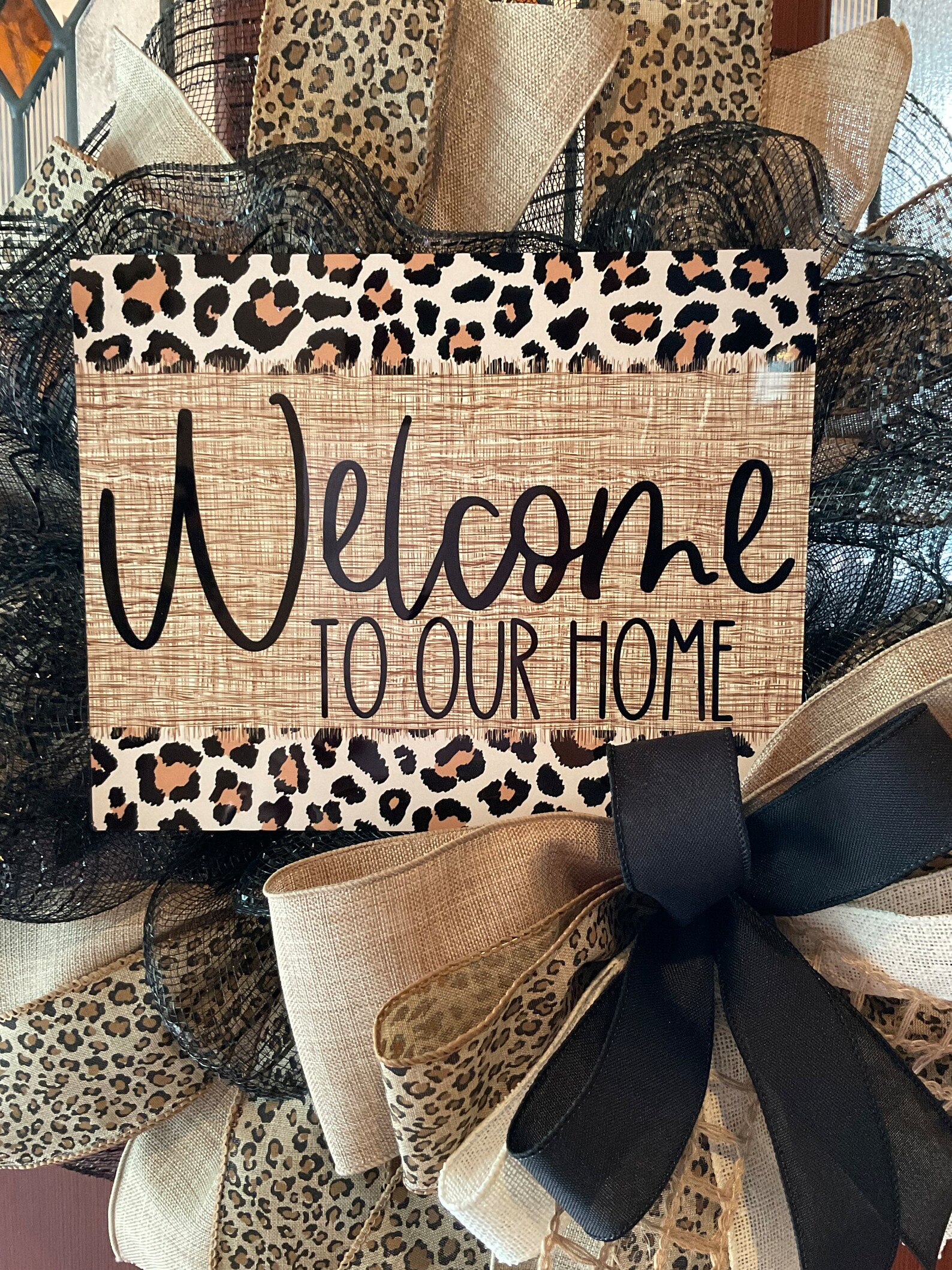 Leopard Print Front Door Wreath, Leopard Print Welcome Wreath, Animal ...