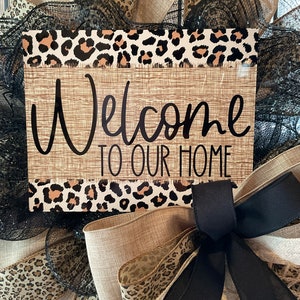 Leopard Print Front Door Wreath, Leopard Print Welcome Wreath, Animal ...