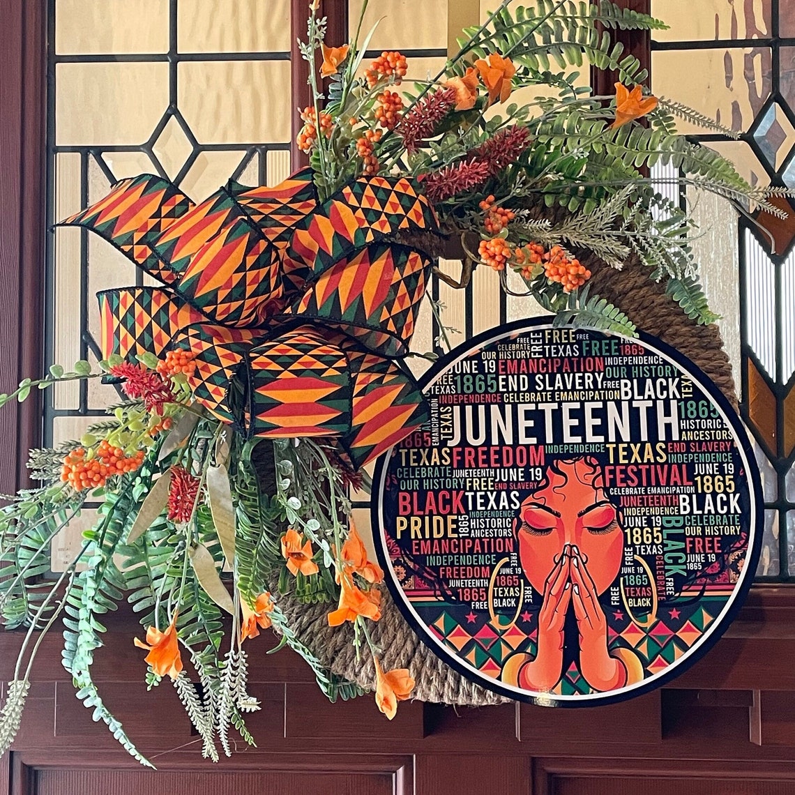 Juneteenth Wreath, Black History Juneteenth Frontdoor Wreath, Black ...
