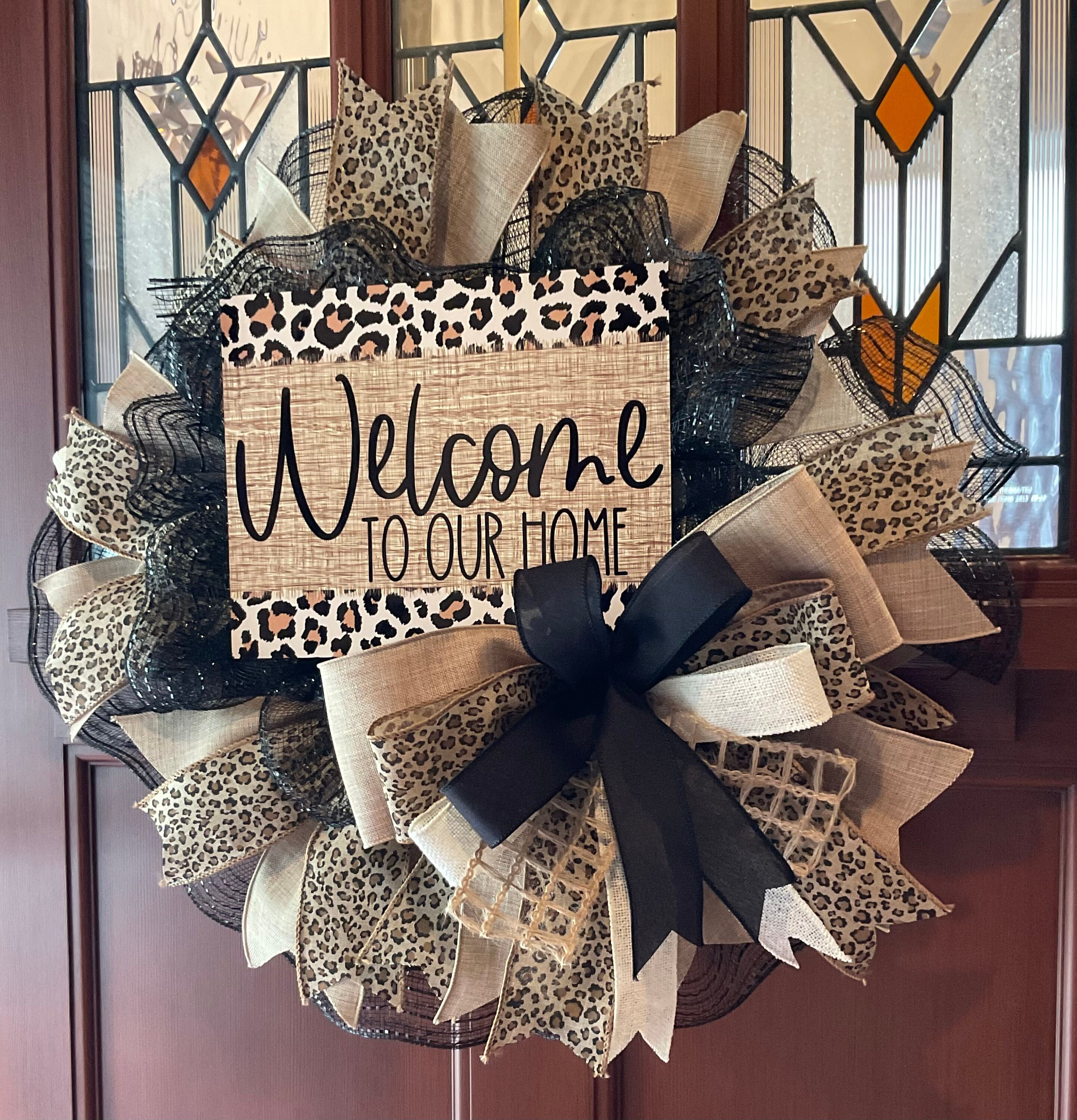 Leopard Print Front Door Wreath, Leopard Print Welcome Wreath, Animal ...