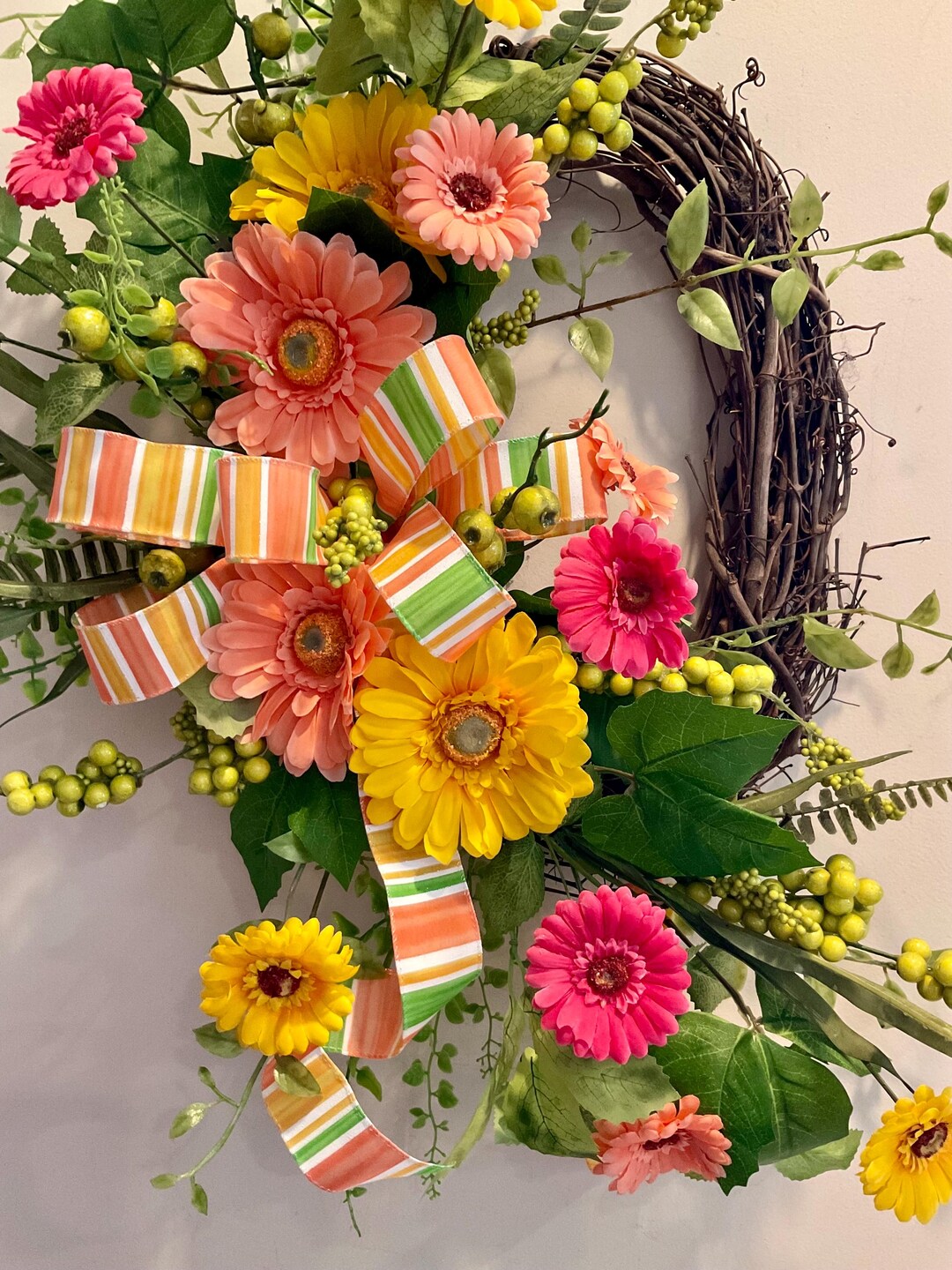 Spring Summer Door Decor, Floral Wreath, Spring Front Door Wreath ...