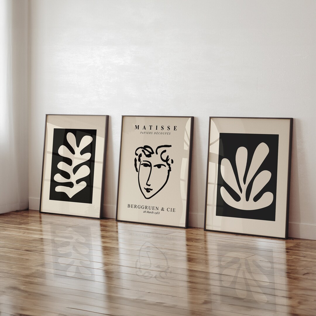 3 Piece Henri Matisse Framed Canvas Wall Art Henri Matisse Black ...