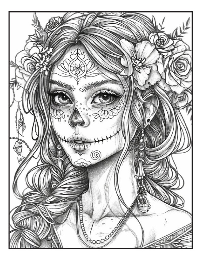 COLORING BOOK - Sugar Skull Girls | Sugar Skull Coloring Pages | Day of ...