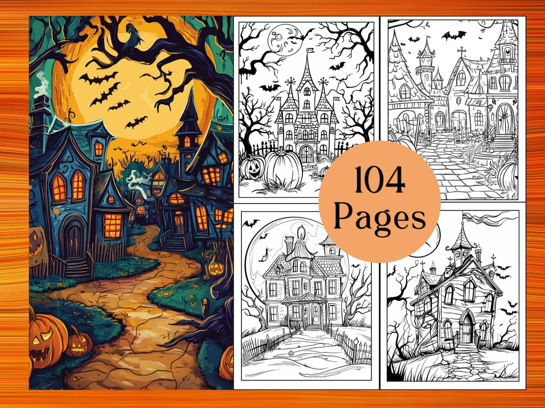 Printable Spooky Haunted House Coloring Book With 104 Pages for ...
