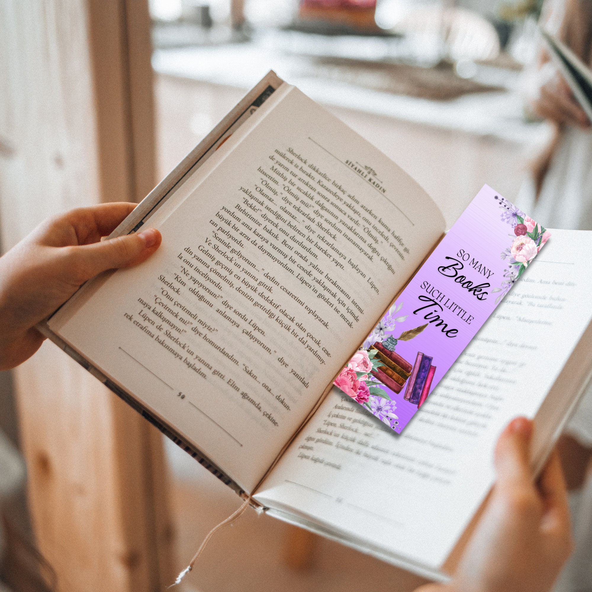 4 Printable Stacked Book Quotes Bookmarks for Book Lovers, Just One ...