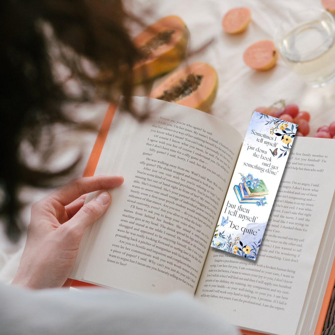 4 Printable Stacked Book Quotes Bookmarks for Book Lovers, Just One ...
