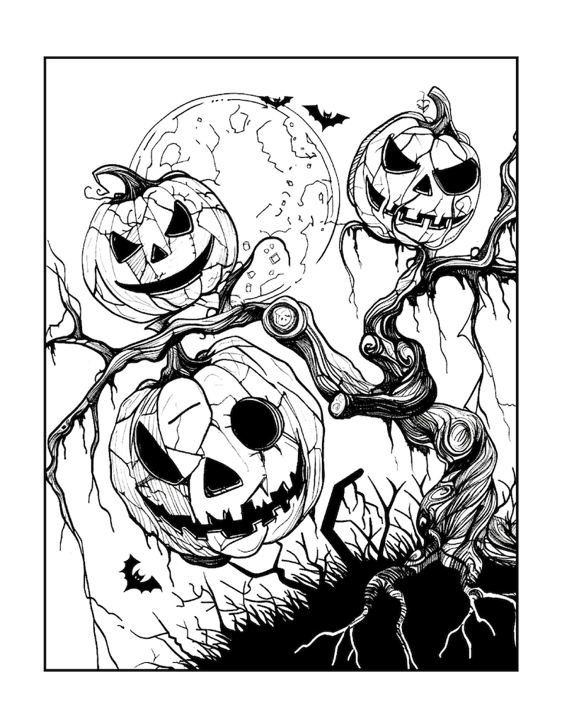 Printable Creepy Spooky Jack-o-lantern Coloring Book With 60 Pages for ...
