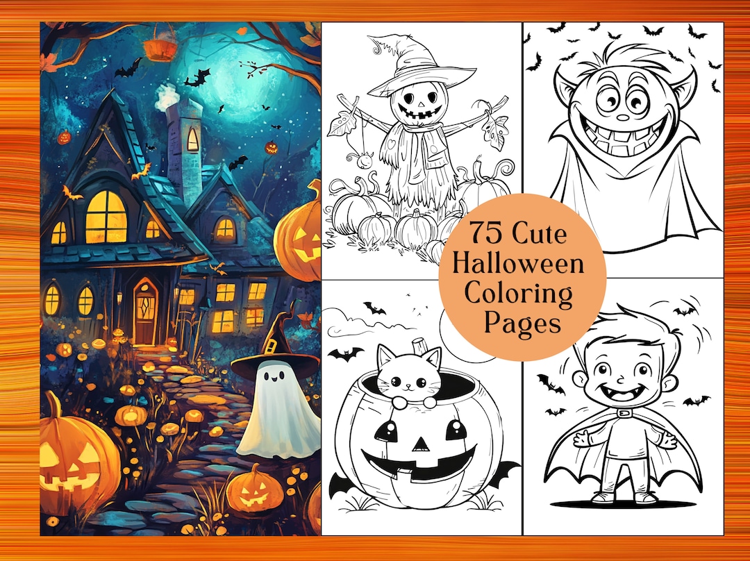 Printable Cute Spooky Fun Coloring Book With 75 Pages for Halloween ...