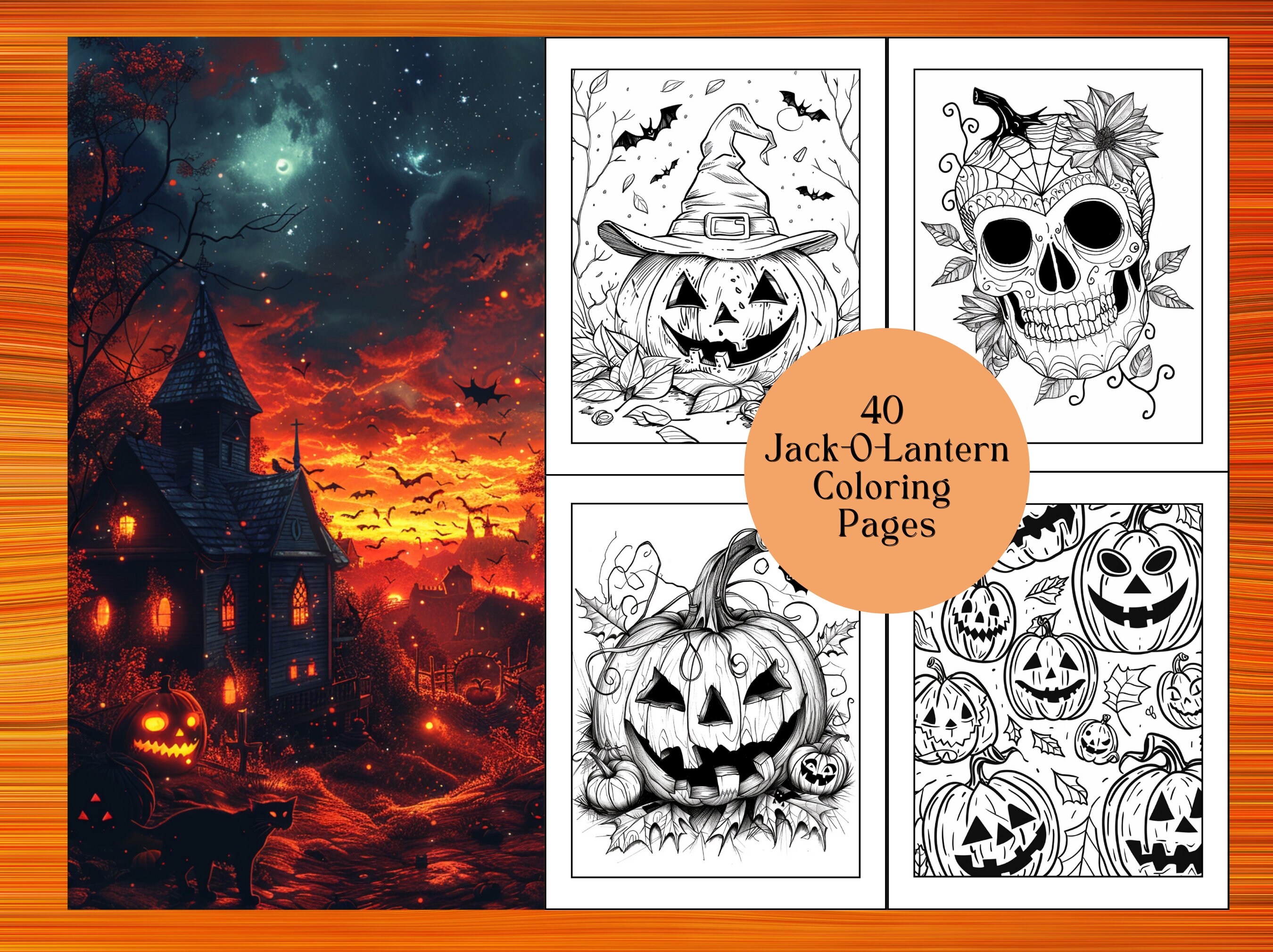 Printable Spooky Jack-o-lantern Coloring Book With 40 Pages for ...