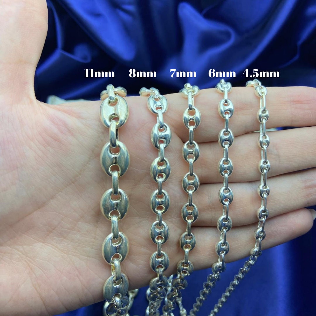 925 Sterling Silver Sailor Chain for Man Necklace Puffed Anchor Mariner ...
